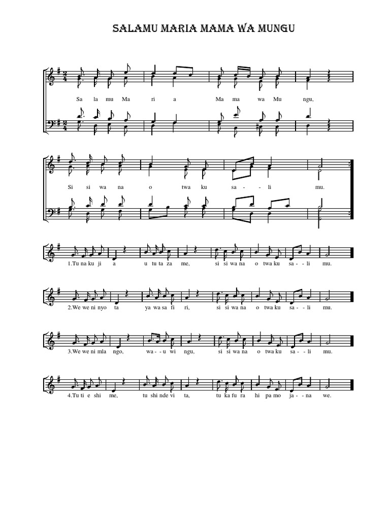 Salamu Maria Mama Wa Mungu - Cap | PDF