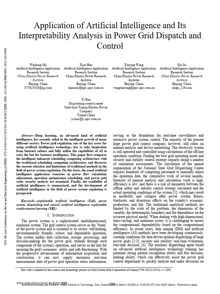AI in Power Grid Control and Analysis | PDF | Artificial Intelligence ...