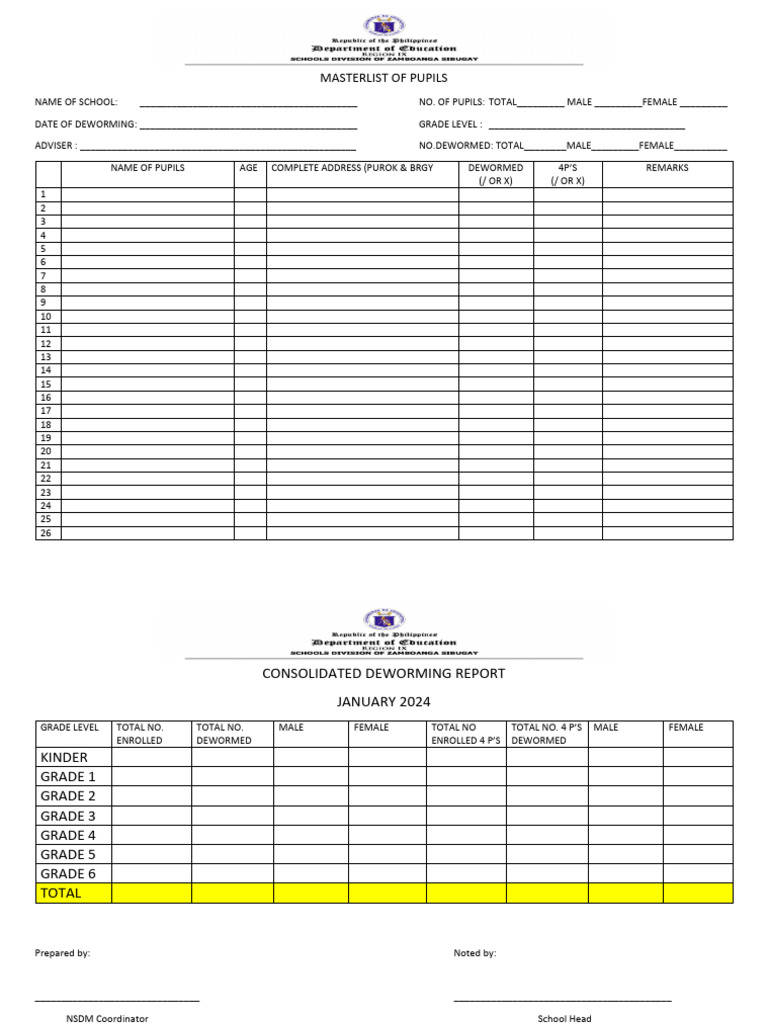 Deworming Forms | PDF