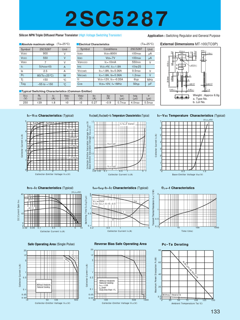 2 SC 5287 | PDF | Bipolar Junction Transistor | Electromagnetism