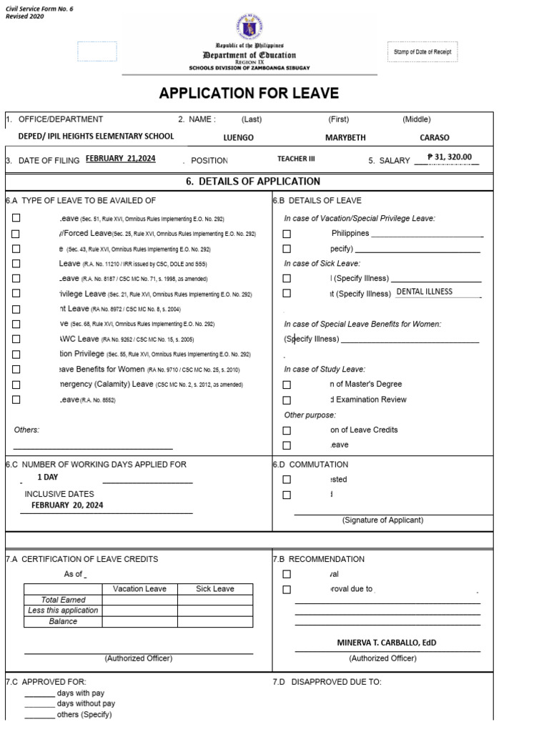 LEAVE FORM | PDF | Parental Leave | Employment