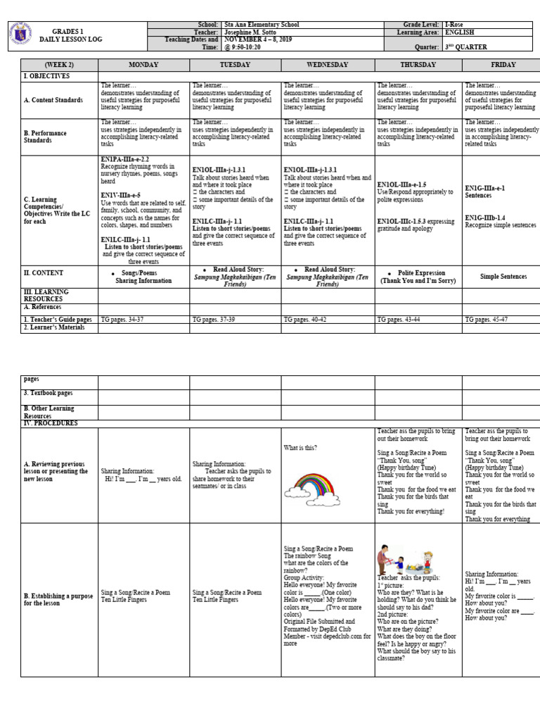 DLL English Q3 W2 | PDF | Learning | Human Communication