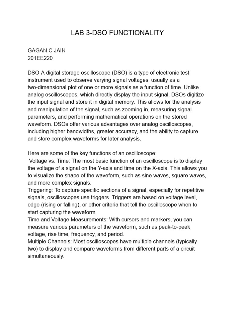 Lab 3-Dso Functionality | PDF