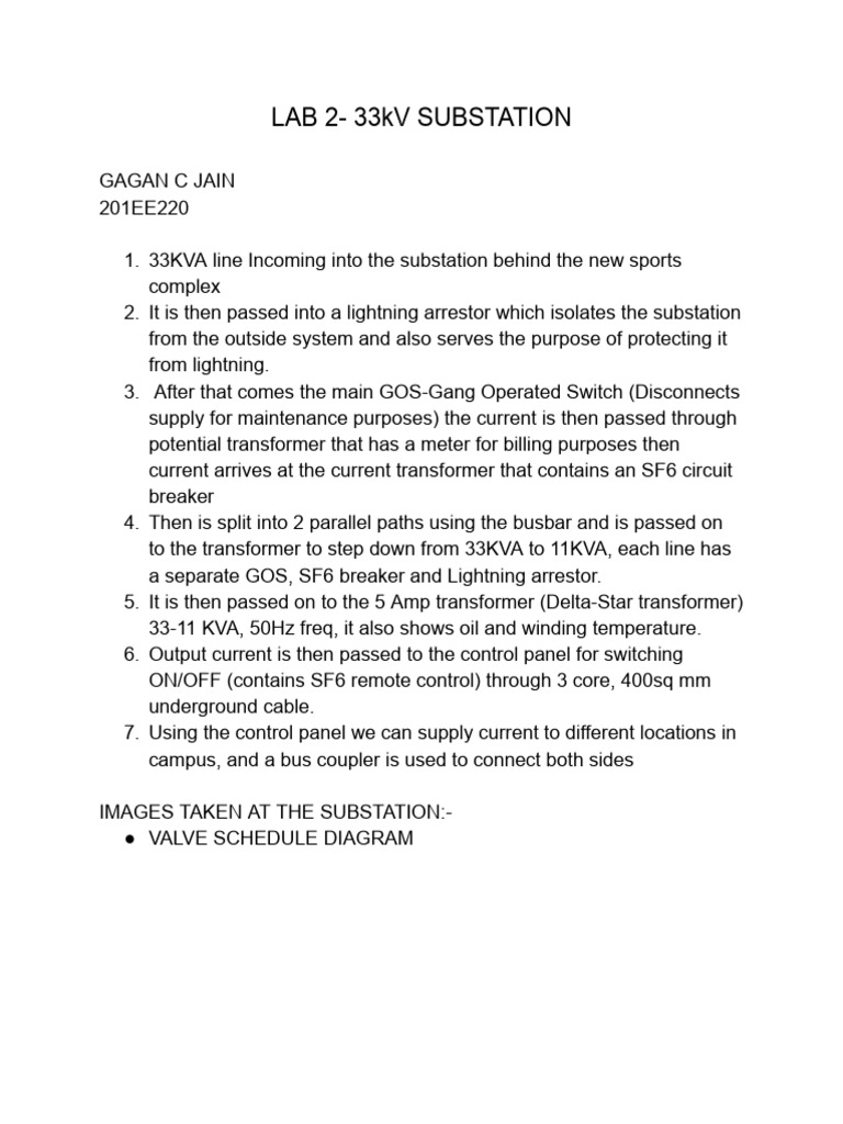 LAB 2 - 33kV SUBSTATION | PDF