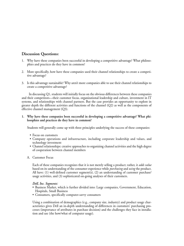 Dell Case Ans Key | PDF | Dell | Competitive Advantage