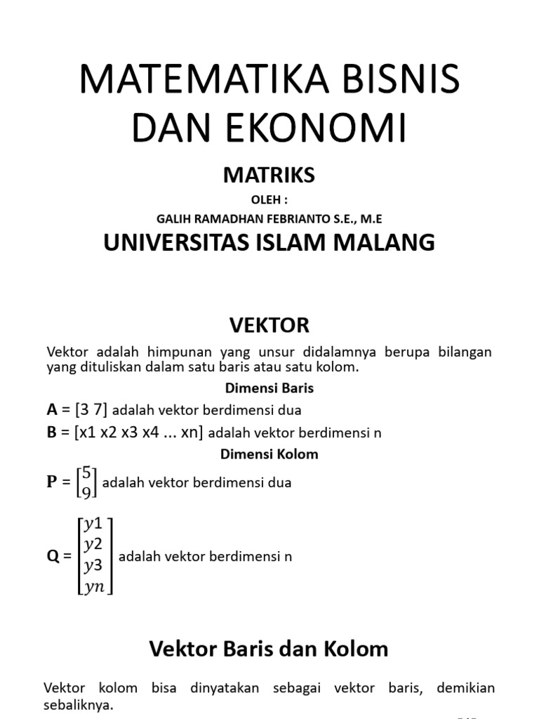 Matriks | PDF | Metode & Bahan Ajar