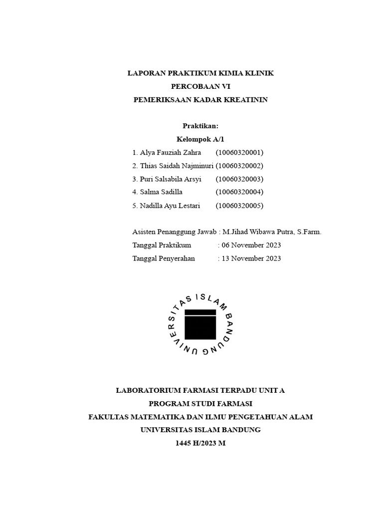LAPORAN PRAKTIKUM KIMIA KLINIK Perc 6 | PDF