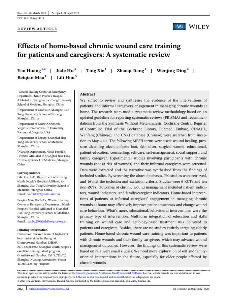 Effects of Home-Based Chronic Wound Care Training | PDF | Systematic ...