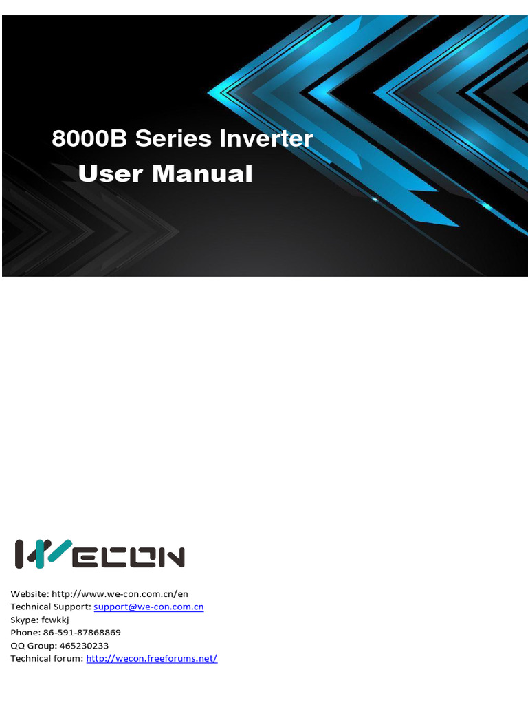WECON 8000B Inverter User Manuel 2019 | PDF | Power Supply | Electrical ...