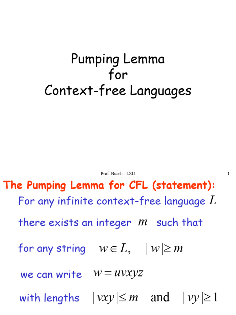 19-Pumping Lemma For CFLExercisesPendingMustdo | PDF | Mathematical ...