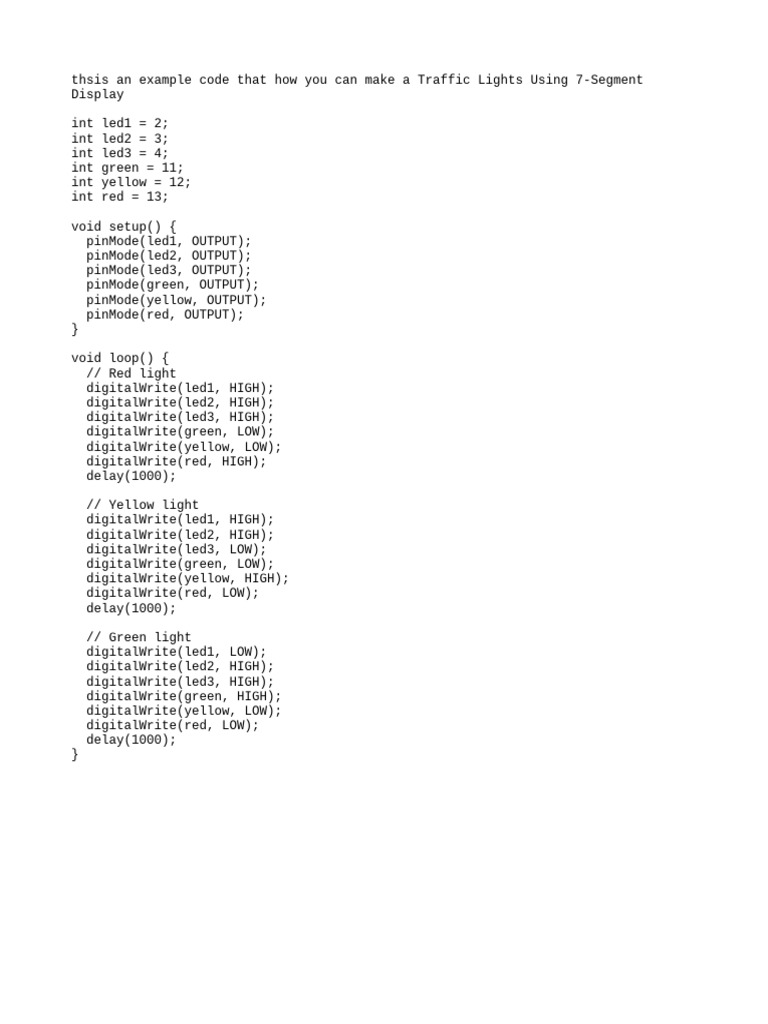 Traffic Lights Using 7-Segment Display | PDF | Computers