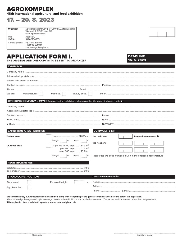 Agrokomplex Stand Construction Application | PDF | Insurance | Fee