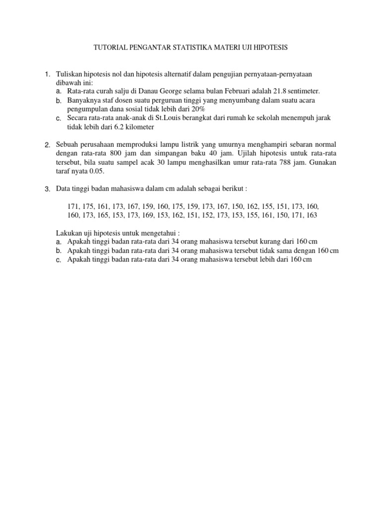 Contoh Uji Hipotesis Satu Sampel | PDF