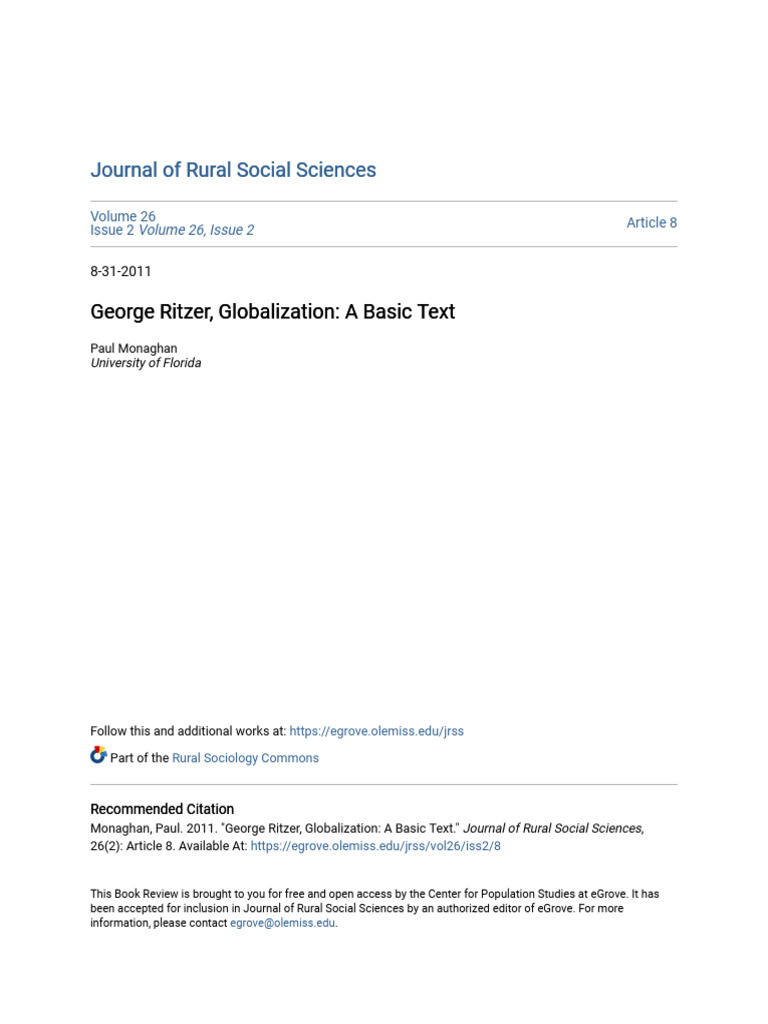 George Ritzer Globalization - A Basic Text | PDF | Globalization ...