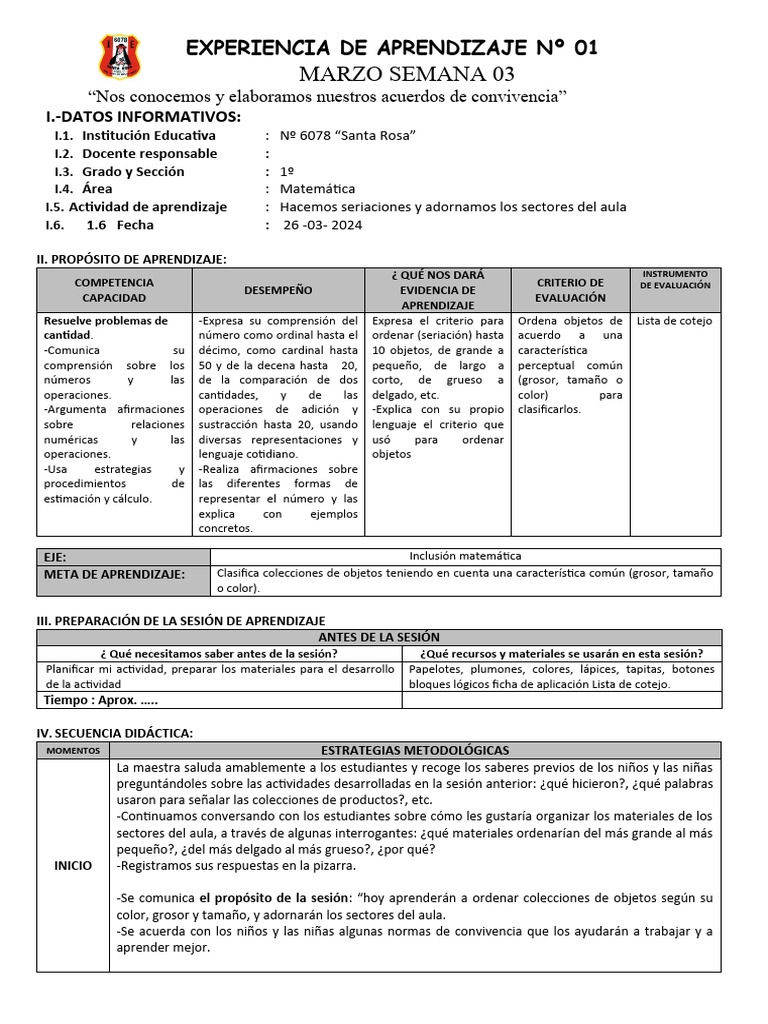 SESION MAT 26-3 - Enviar | PDF | Aprendizaje | Evaluación