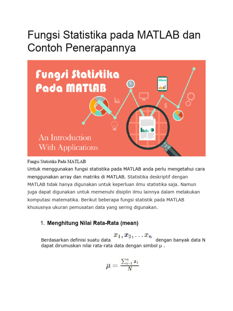 Fungsi Statistika Pada MATLAB Dan Contoh Penerapannya | PDF | Komputer