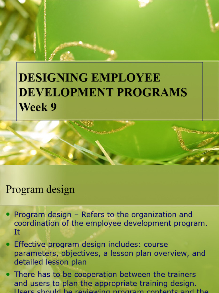 WEEK 9 - DESIGNING A TRAINING PROGRAM | PDF | Learning | Classroom
