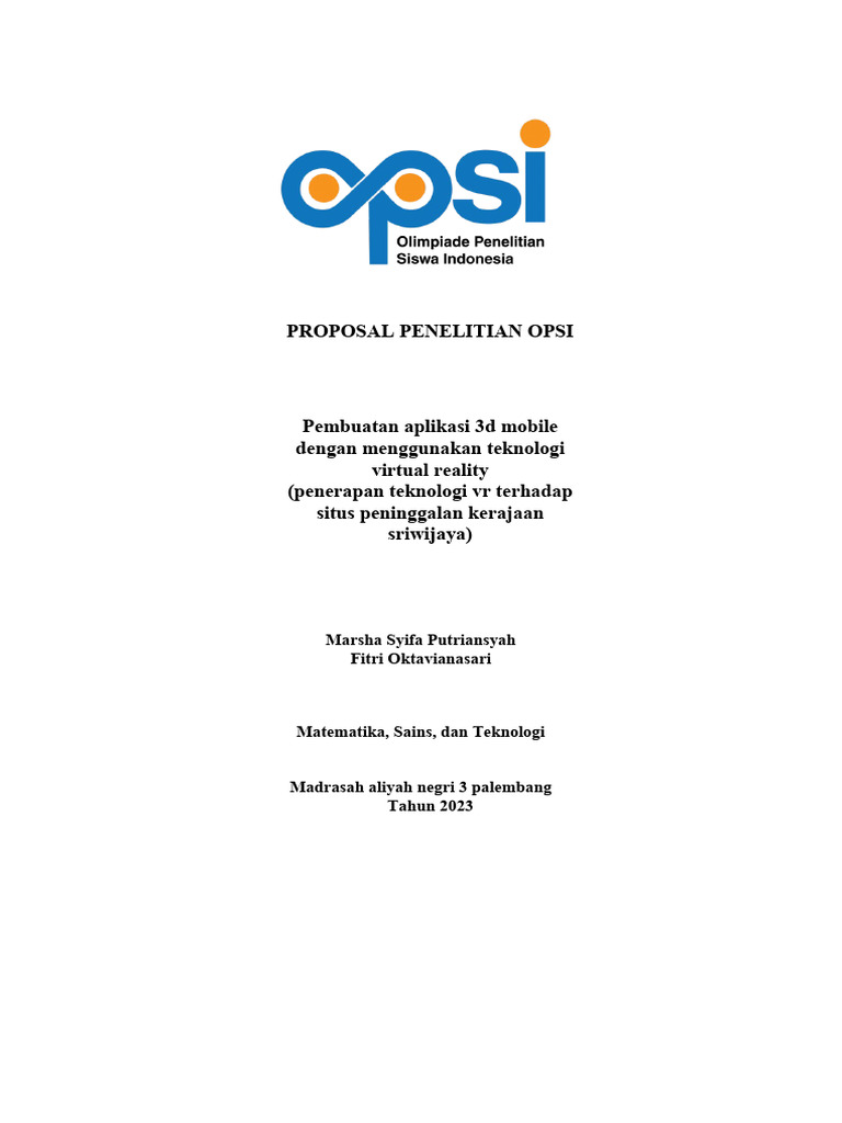 Proposal Penelitian Opsi: Marsha Syifa Putriansyah Fitri Oktavianasari ...