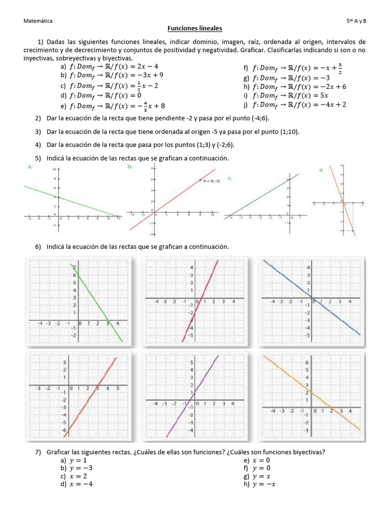 2a - Funciones Lineales | PDF | Función (Matemáticas) | Geometría