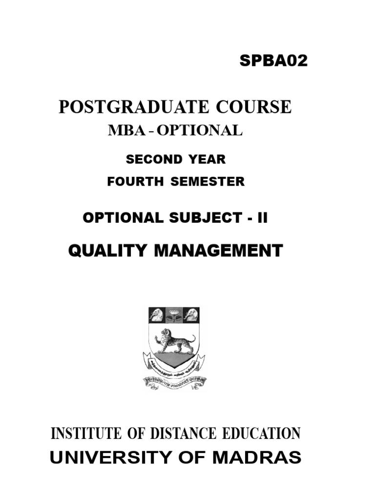 Quality Management Course Overview | PDF | Quality Management | Quality ...