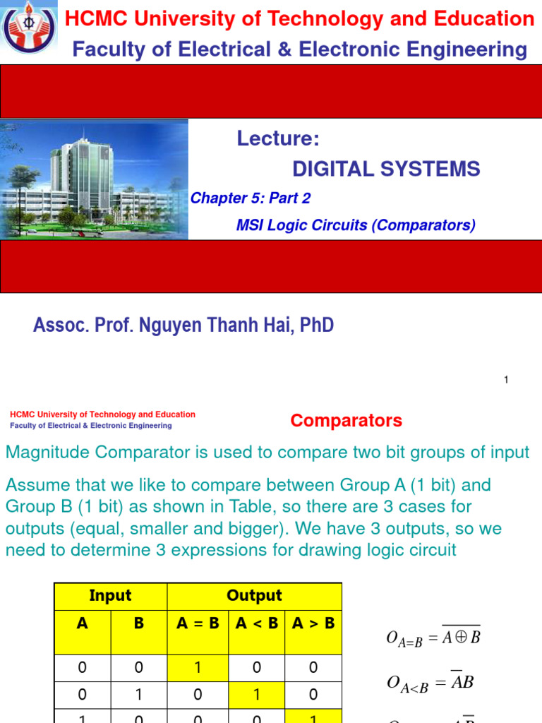 Chapter 3 - P2 - MSI Lgic Circuit (Comparator) | PDF | Electronics | Computer Engineering