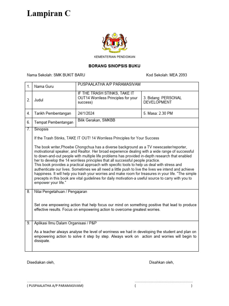 BOOK SYNOPSIS - If the Trash Stinks, TAKE IT OUT! 14 Worriless ...