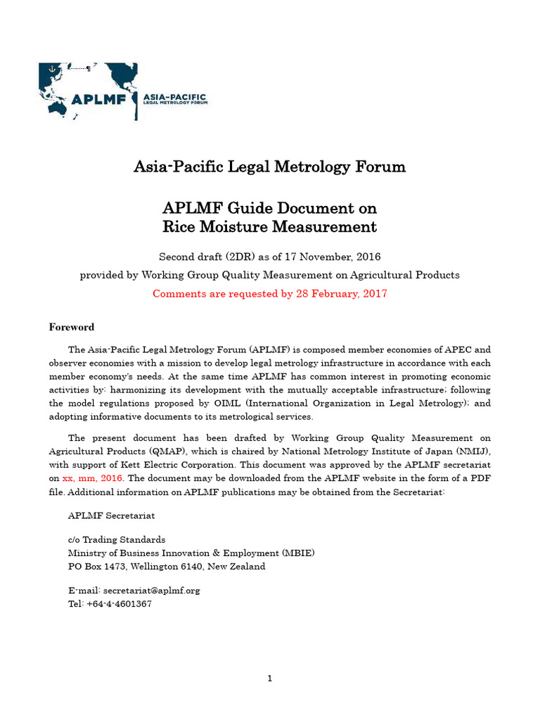 Aplmf Guide - Rice Moisture Measurement | PDF | Calibration | Metrology