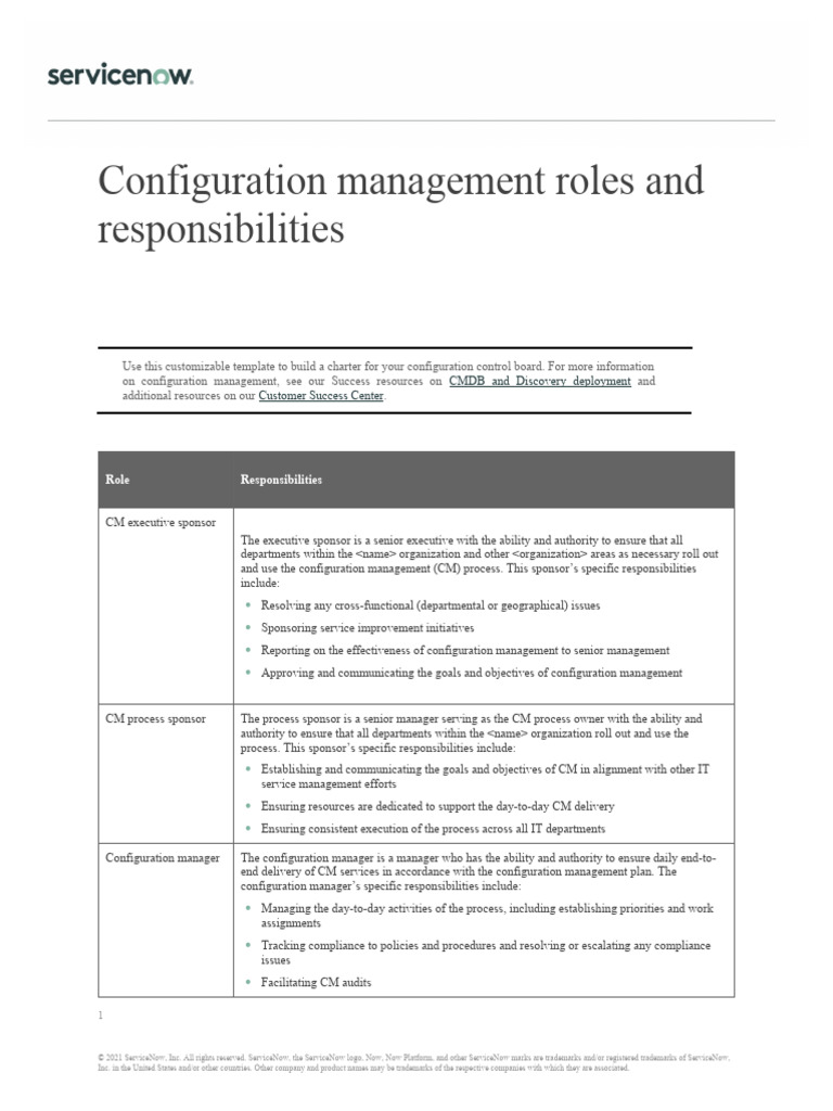 Configuration Management Roles Responsibilities | PDF | Mentorship ...