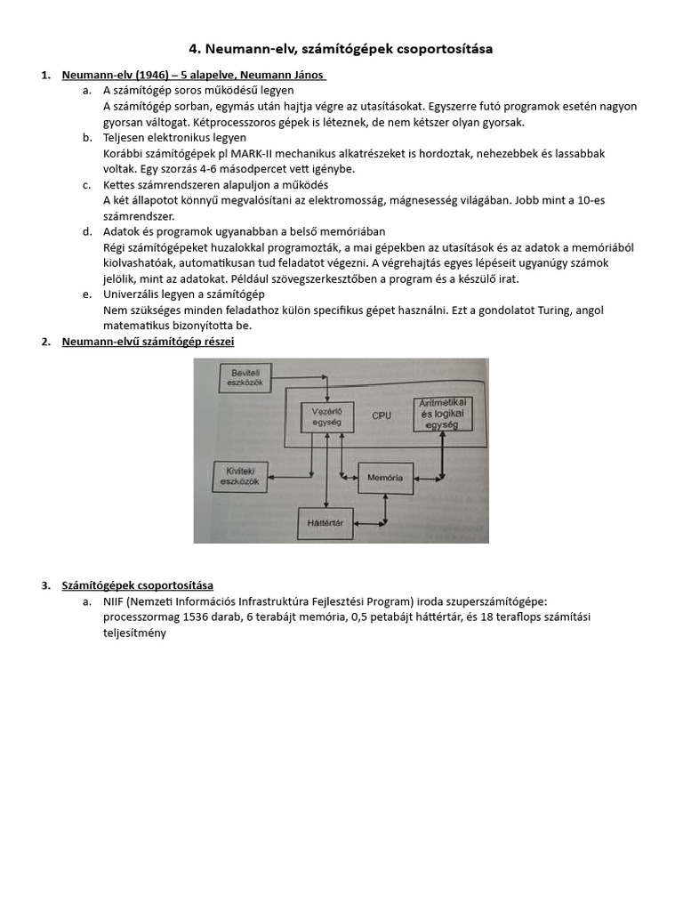 Neumann-Elv, Számítógépek Csoportosítása | PDF