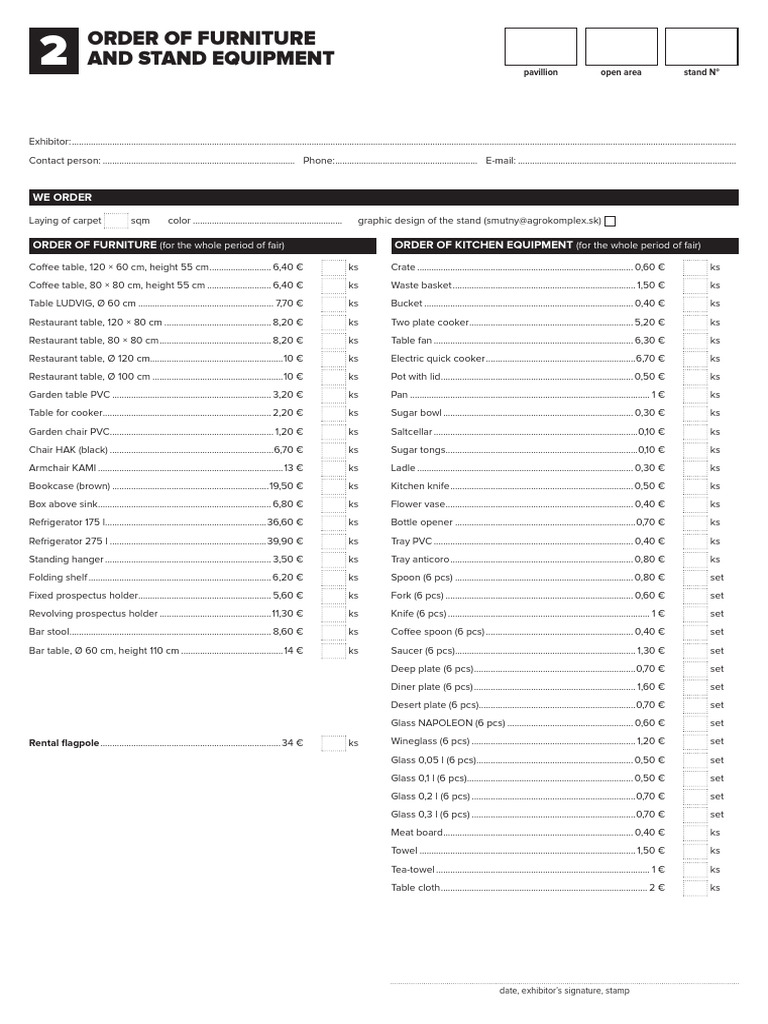 Order of Furniture Agrokomplex 2023 Form | PDF | Domestic Implements