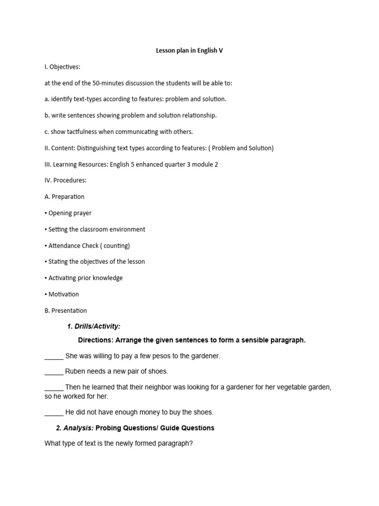 Lesson Plan Problem and Solution 62525 | PDF | Lesson Plan | Human ...