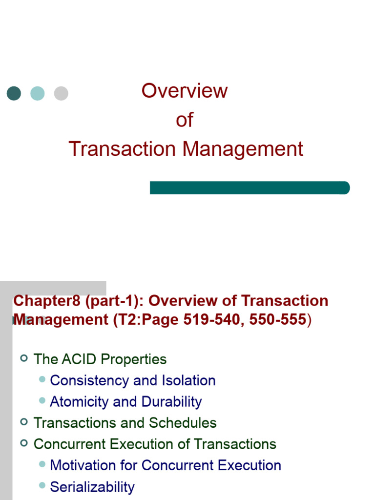 DBMS - Transaction Management | PDF | Database Transaction | Acid