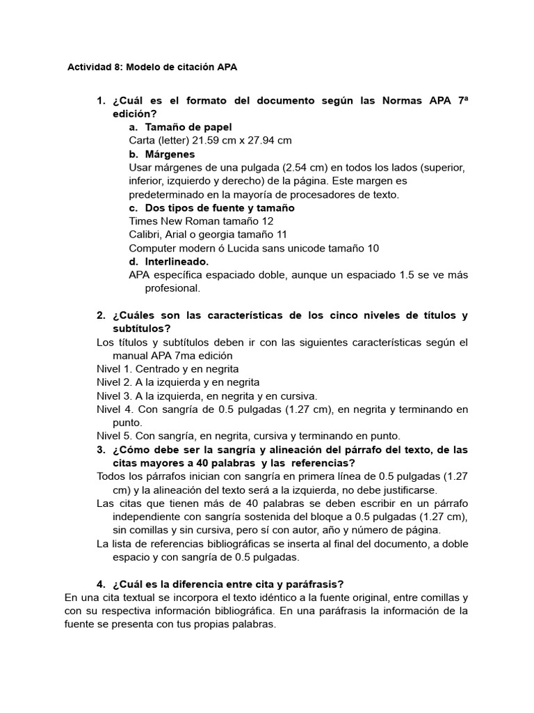 Guía de Formato APA 7ª Edición | PDF | Estilo apa | Escritura