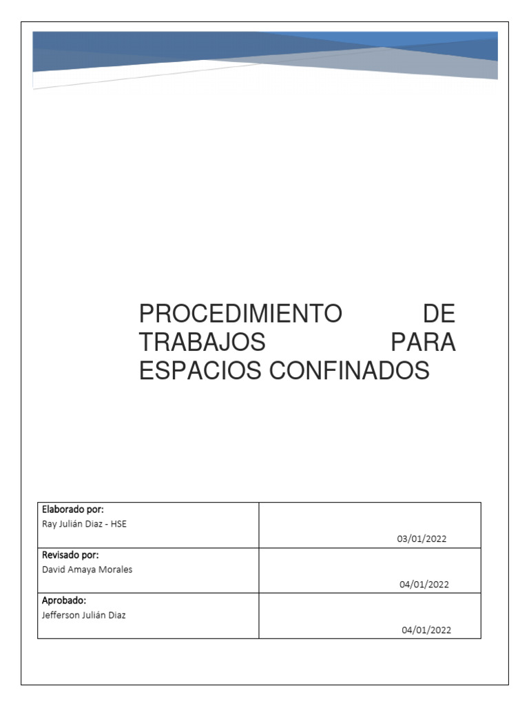 PR-OPER - IPCO - 006 - Procedimiento de Trabajo para Espacios Confinados | PDF