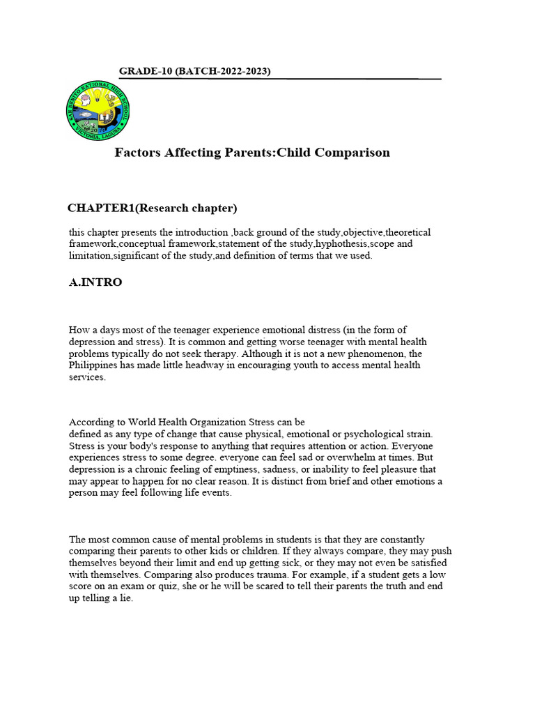 Impact of Parent-Child Comparisons on Teens | PDF | Methodology ...
