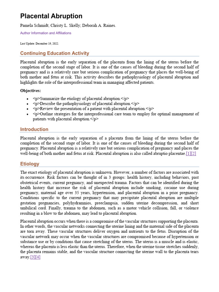 Placental Abruption | PDF | Childbirth | Fetus