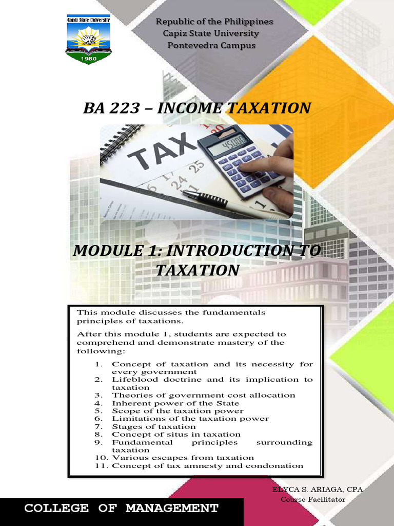 Module 1 - Taxation | PDF | Taxes | Double Taxation