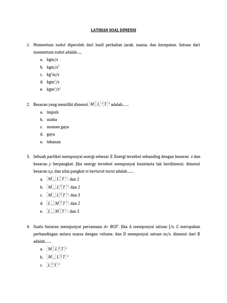 Latihan Soal Dimensi | PDF