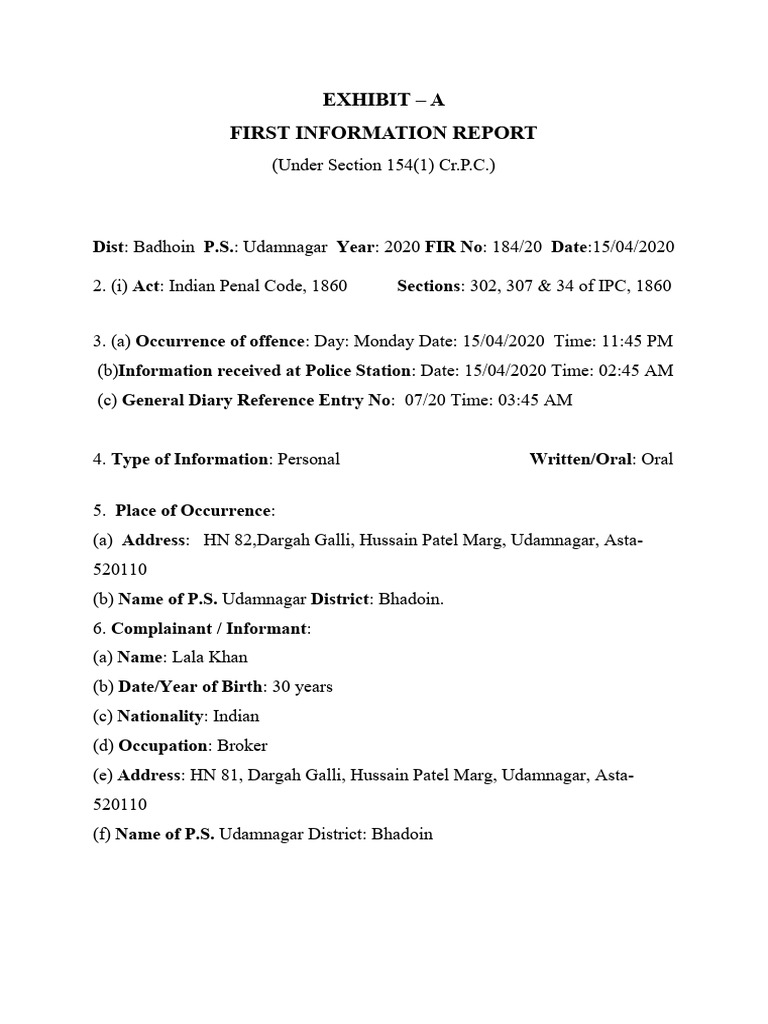 FIR (DOCUMENTS) | PDF