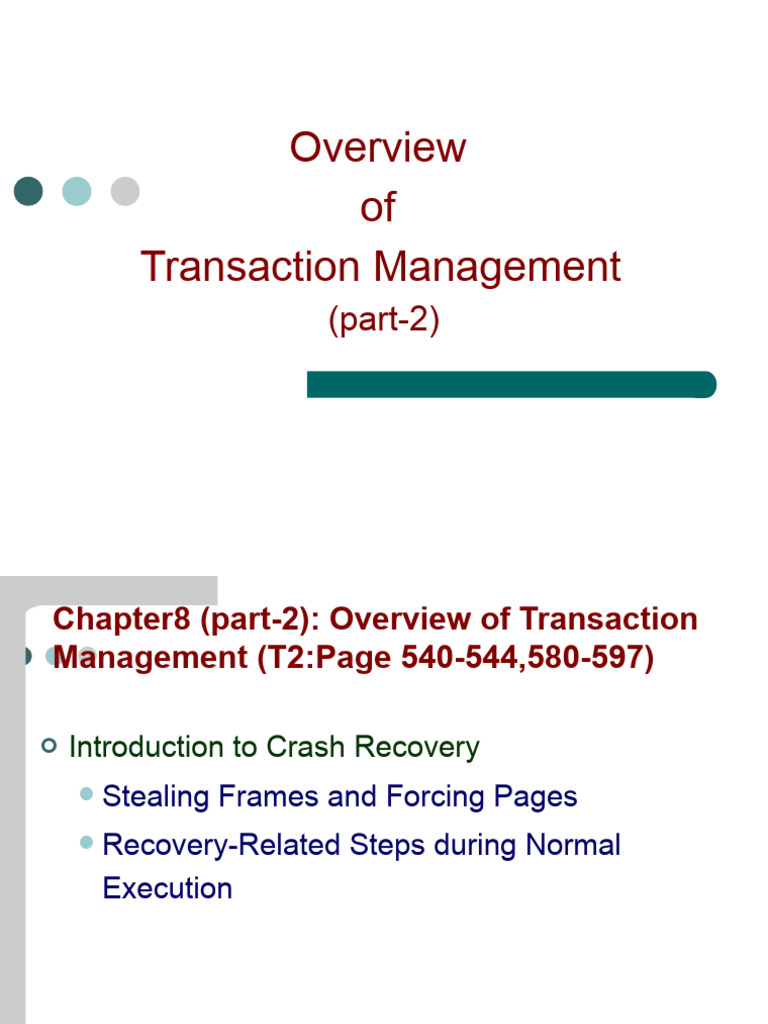 DBMS - Part 2 - Transaction Management | PDF | Computer Data | Computing