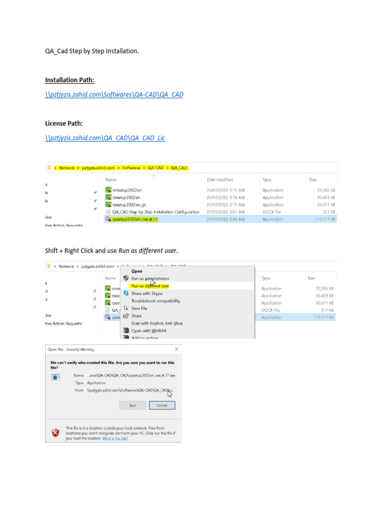 QA - Cad Step by Step Installation | PDF