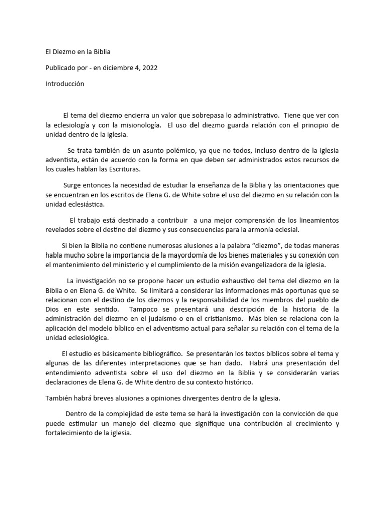 El Diezmo en la Biblia y su Unidad Eclesial | PDF | Diezmo | Jesús