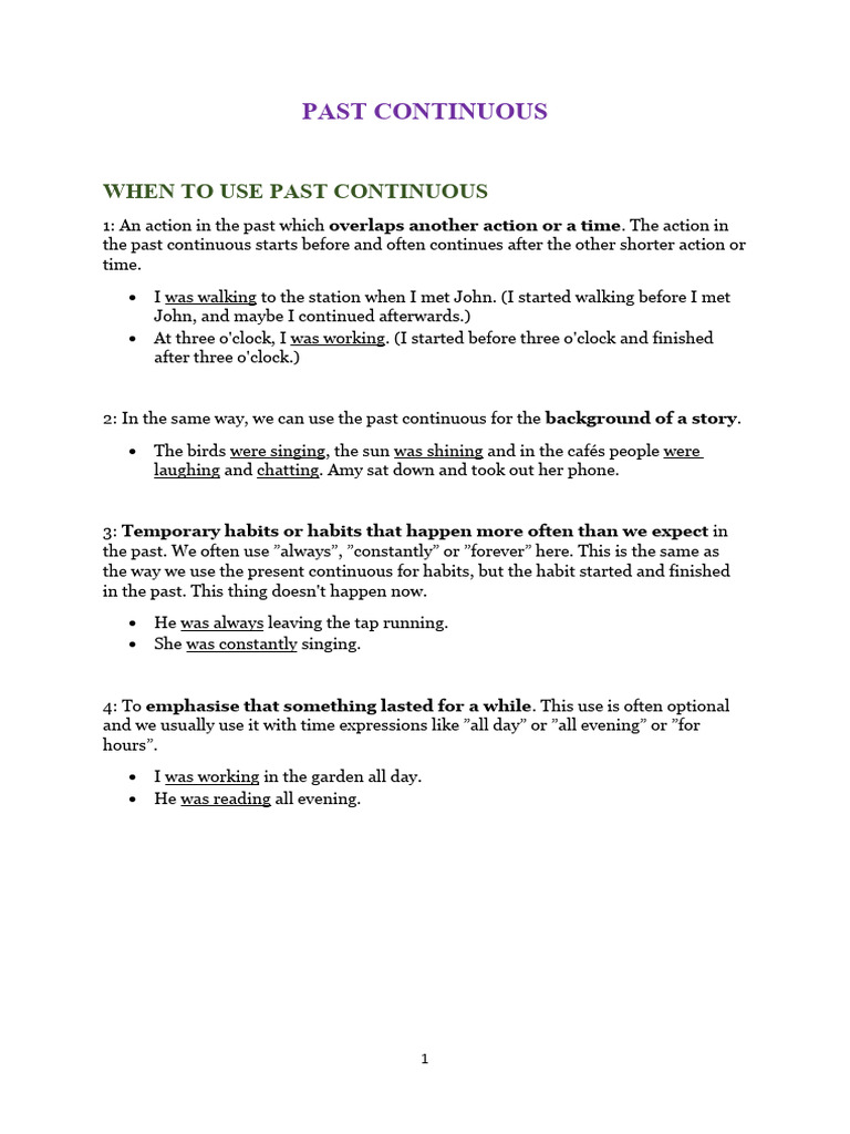 Past Continuous | PDF | Grammar | Language Mechanics
