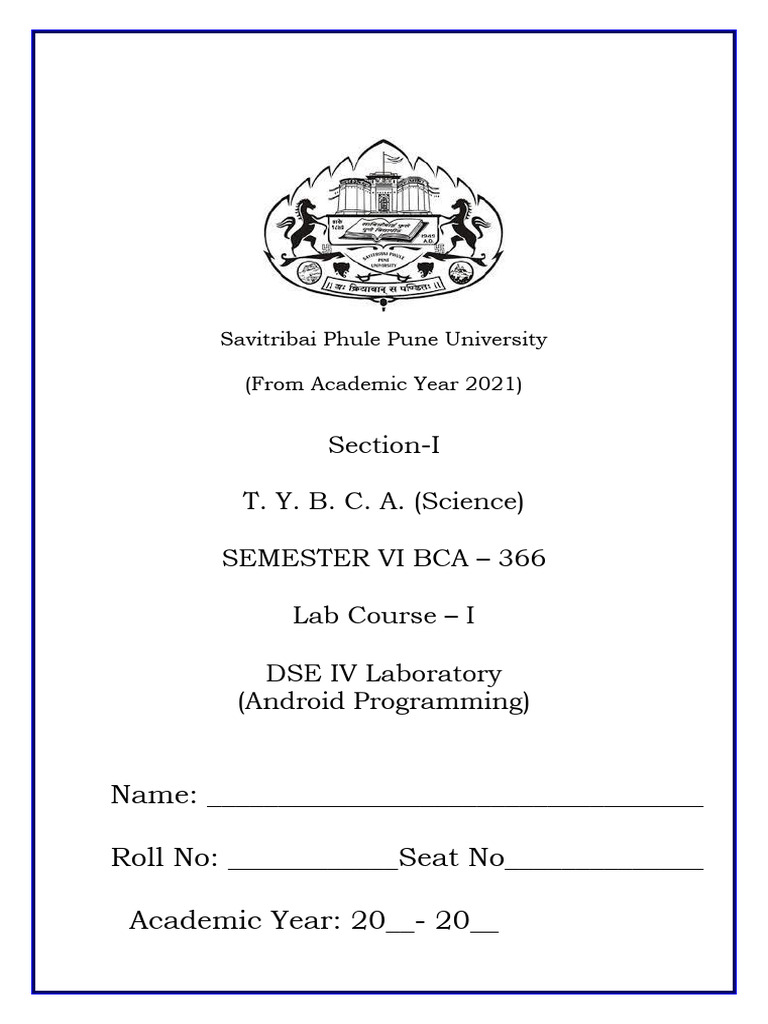 3 - BCA-366 DSE IV Laboratory Android Programming | PDF | Android (Operating System) | Mobile App