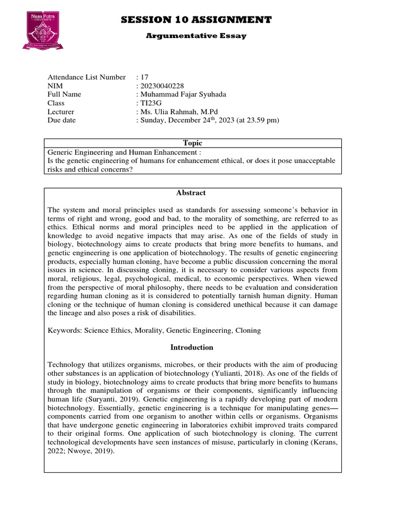 Muhammad Fajar Syuhada - Assignment#10 - English Academy - TI23G | PDF | Cloning | Biotechnology