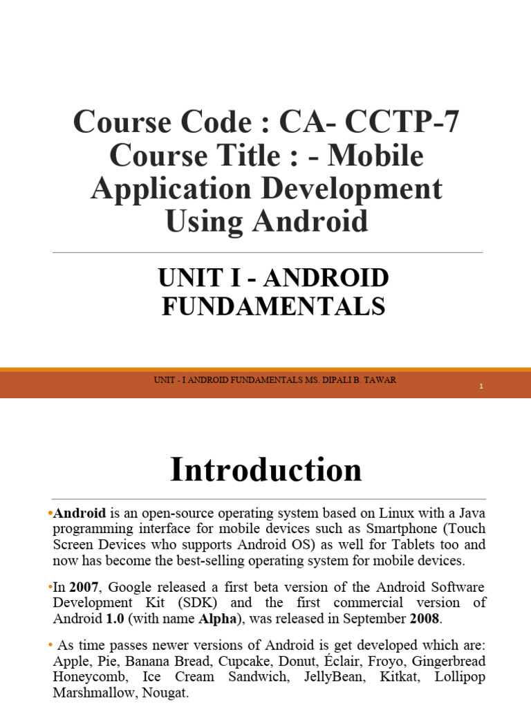 Unit 1 | PDF | Android (Operating System) | Software Development Kit