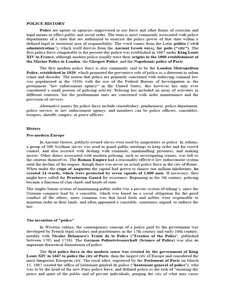 History of Police | PDF | Police | Police Car