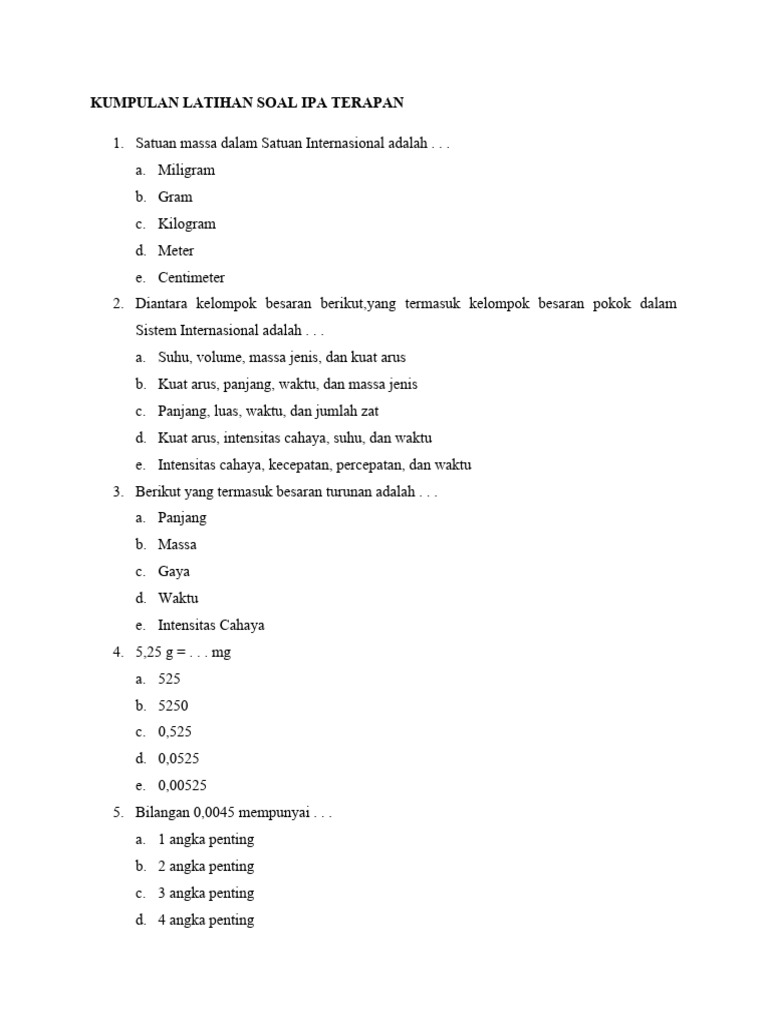 Contoh Soal IPA Terapan Kelas 12 | PDF