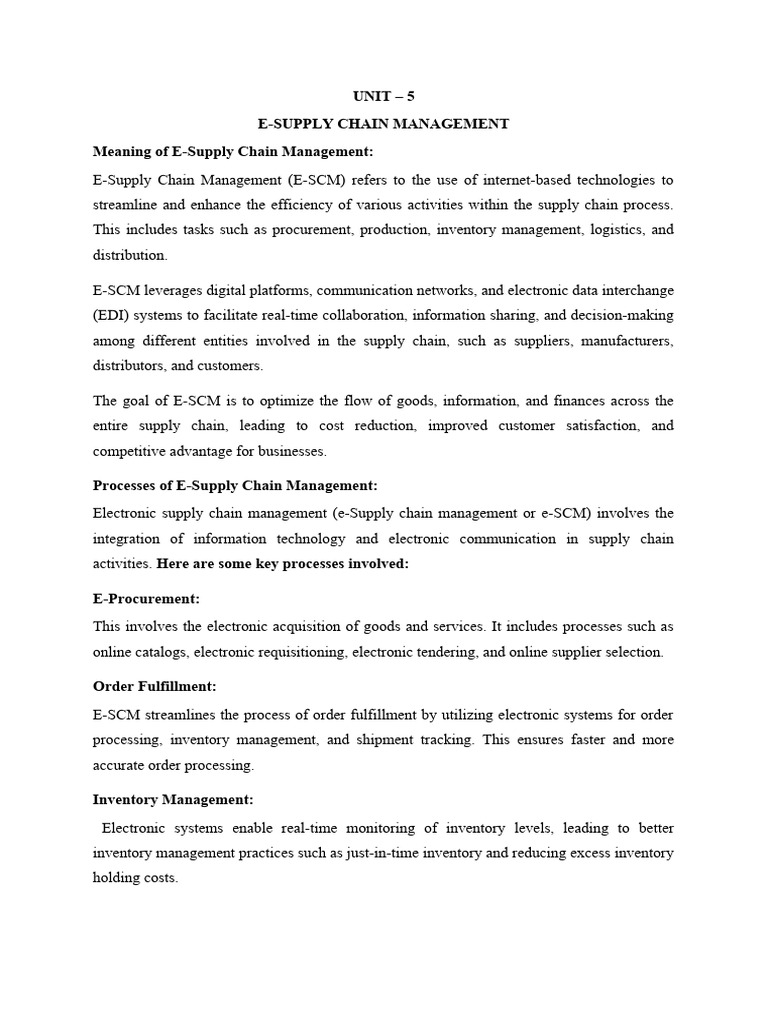 Unit 5 SCM | PDF | Supply Chain Management | Supply Chain
