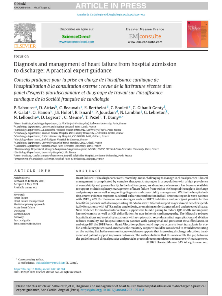 Diagnosis and Management of Heart Failure From Hospital Admission To ...
